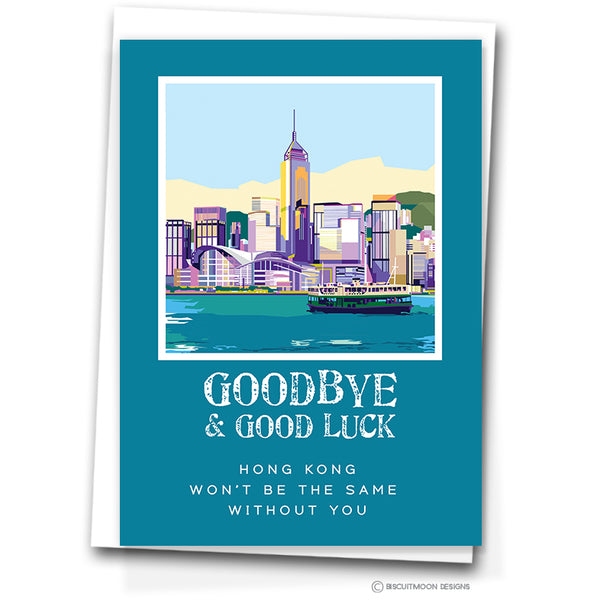 A4 Goodbye and Good Luck (Teal) Leaving Card - Biscuitmoon Designs